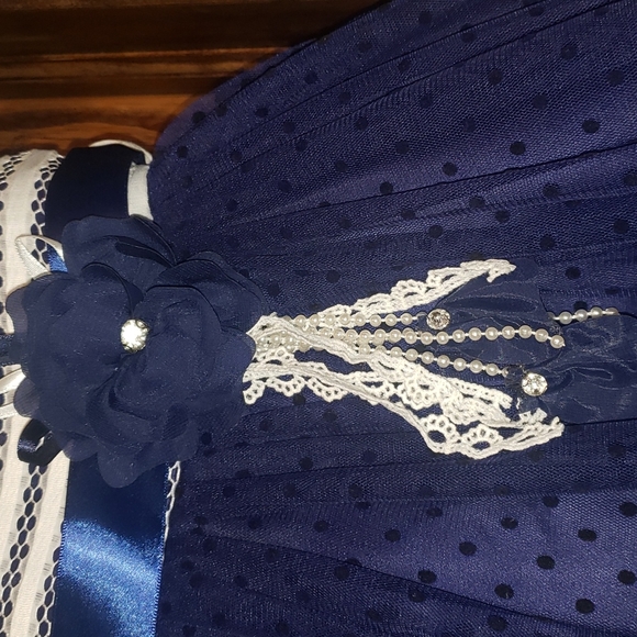 Chasing Fireflies | Dresses | Navy Blue Floral Sash Flower Girl Dress ...